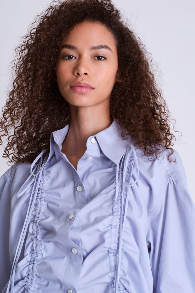 Oversized Drawstring Shirt - Sea Blue – Asantii